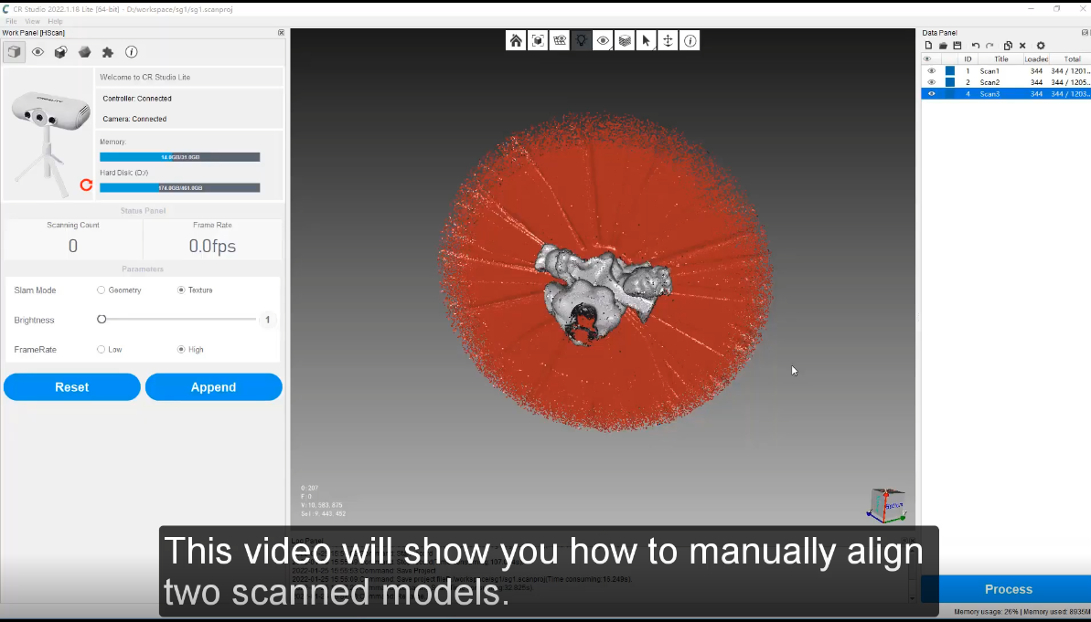 How to manually align the two scanned models?